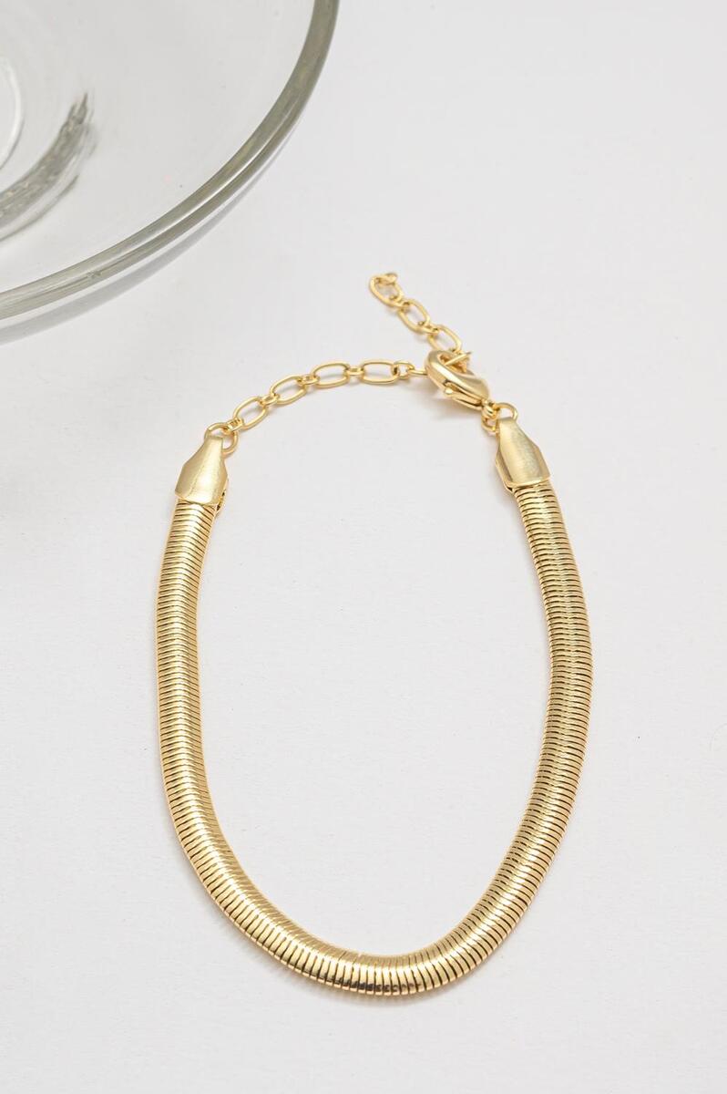 Pulseira Snake Fina com Banho em Ouro