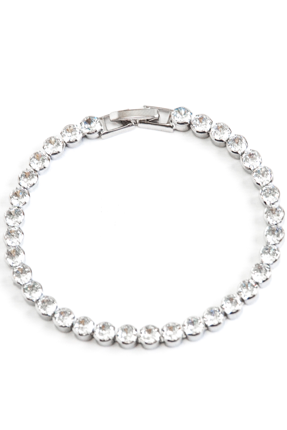 Pulseira Riviera Redonda com Banho em Ródio Branco