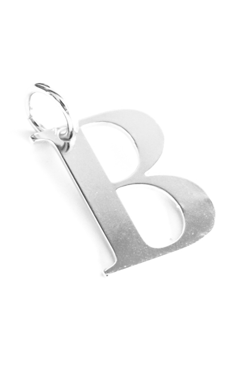 Pingente Letra Grande Serifada com Banho em Ródio Branco