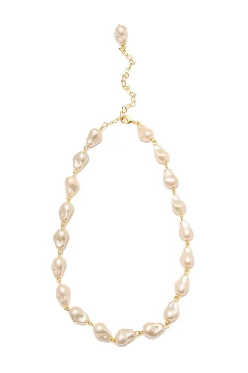 Colar Pérolas com Detalhes com Banho em Ouro 18k